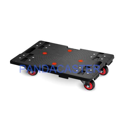 China Black 150KG Hand Platform Truck 600*405mm Plastic Platform Dolly With 4 Casters for sale