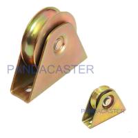 China 4 Inch Sliding Gate Wheels U Grooved Track Steel Wheels Fixed Casters for sale