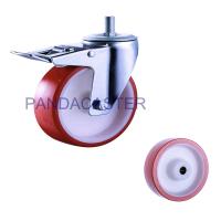 China Thread Rod PU Caster Wheel 125mm 5 Inch Swivel Casters With Brake for sale