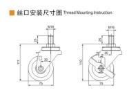 China 3 Inch 180kg Threaded PO Equipment Casters By Swivel And Brake Type M623S-03 for sale