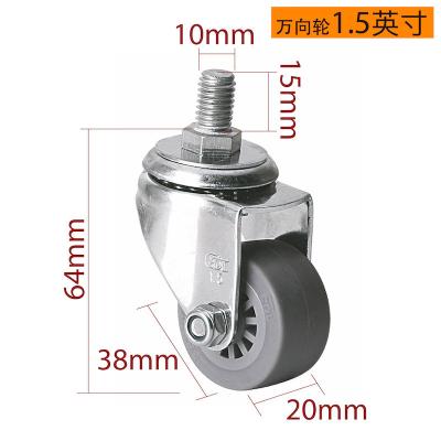 China Mini Duty TPE Stainless Steel Casters 1.5 Inch 45kg Load Threaded Caster Wheels S2615S-53 for sale