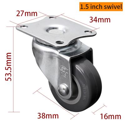 China EDL Casters Mini Duty Casters 1.5inch 30Kg Plate TPU by Rigid, Swivel and Brake type 2015P-72 for sale