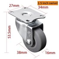 China EDL Mini Duty 1.5inch 30kg Plate TPE Caster by Rigid , Swivel and Break type 2015P-52 for sale
