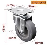 China EDL Mini Caster Wheels 2inch 30kg Plate TPE Caster by Rigid , Swivel and Break type 202P-52 for sale