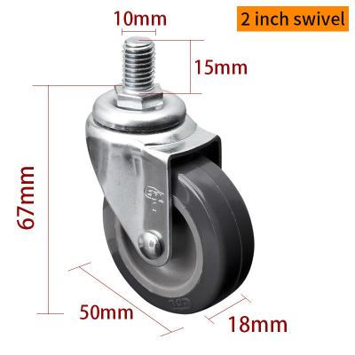 China EDL Mini Caster Wheels 2inch 30Kg Grey Color TPU by Swivel and Brake 202S-72 for sale