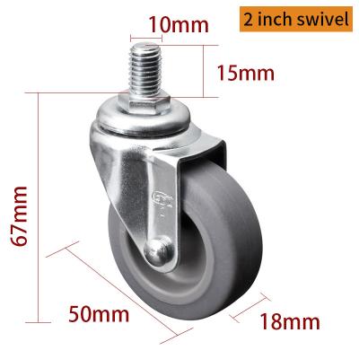 China EDL Mini Caster Wheels 2inch 30Kg TPE by Swivel and Brake Silent Movement for sale