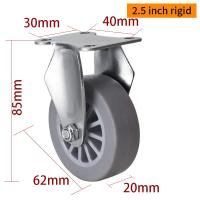 China 2.5 Swivel Caster Wheels 30kg Plate TPE Rigid Castor Wheel 2625P-53 for sale