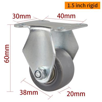 China Zinc Coating Mini Caster Wheels 1.5 Inch 35kg Plate Rigid Plate Caster for sale