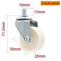 China EDL 2 Inch Caster Wheels White 50mm Swivel Castor Wheels Zinc Coating for sale