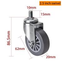 China 62mm 2.5 Inch Mini Caster Wheels 35kg  Threaded TPU Casters for sale