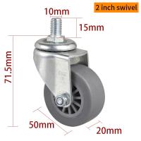 China 30kg Threaded TPE Mini Caster Wheels 50mm 2 Swivel Casters for sale