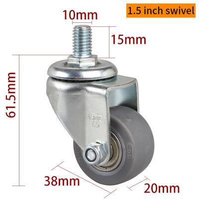 China 2615S-56 Mini Caster Wheels 1.5 Inch 38mm 35kg Threaded Chair Casters for sale
