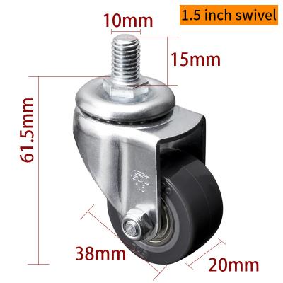 China EDL Mini Caster Wheels 1.5inch 40kg Threaded TPU  by Swivel and Brake type for sale