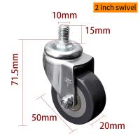 China TPU Tread Mini Caster Wheels 2 Inch 40kg 50mm Swivel Castors for sale