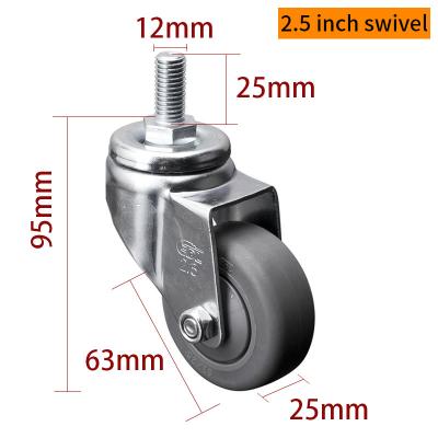 China EDL Light Duty Zinc Coating 2.5inch 70kg Threaded TPE Caster by Swivel and Brake type for sale