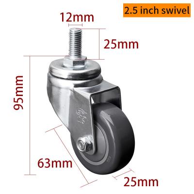 China EDL Light Duty Zinc Coating 2.5inch 80kg Threaded TPU Caster by Swivel and Brake type for sale