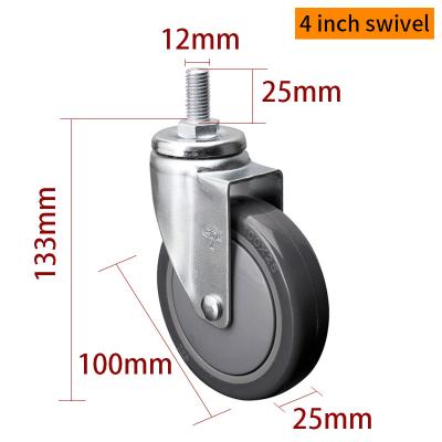 China 4 Inch Metal Caster Wheels Light Duty 100mm Swivel Castors 3714S-77 for sale