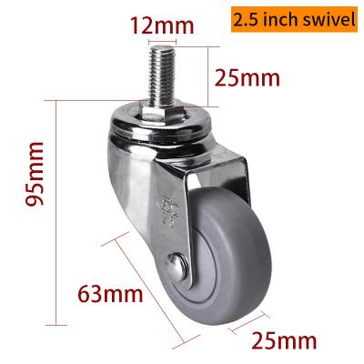 China EDL Light Duty Chrome Coating 2.5inch 70kg Threaded TPE Caster by Swivel and Brake type for sale