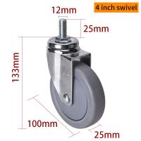 China 100mm Castor Wheels Chrome Coating 4 Swivel Caster With Brake for sale