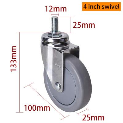 China 100mm Castor Wheels Chrome Coating 4 Swivel Caster With Brake for sale