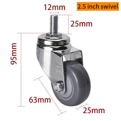 China EDL Light Duty Chrome Coating 2.5inch 80kg Threaded TPU Caster by Swivel and Brake type for sale