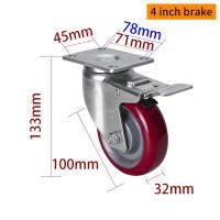 China EDL Medium Duty 4inch 150kg Plate TPU Caster by Rigid, Swivel and Brake type for sale