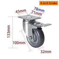 China EDL Medium Duty 4inch 150kg Plate TPU Caster by Rigid, Swivel and Brake type for sale