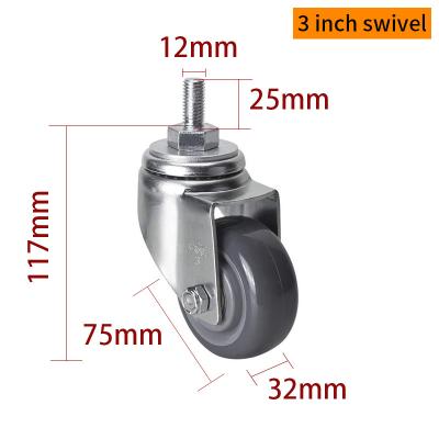 China 150kg Load Threaded Industrial Castor Wheel 3 Inch 75mm 503S-76 for sale