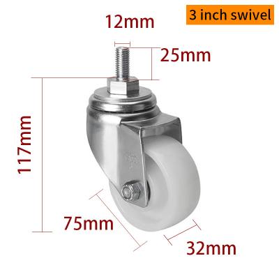China EDL Medium Duty 3inch 150kg Threaded TPA Caster by Swivel and Brake type for sale