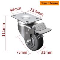 China EDL Medium Duty Zinc Coating 3inch 130kg Plate TPU Caster by Rigid, Swivel and Brake type 5713P-77 for sale