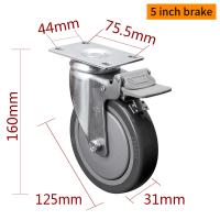 China EDL Medium Duty Zinc Coating 5inch 130kg Plate TPU Caster by Rigid, Swivel and Brake type 5715P-77 for sale