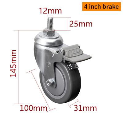 China Medium Duty 4 Inch Industrial Casters , 100mm Swivel Castor Wheels With Brakes for sale