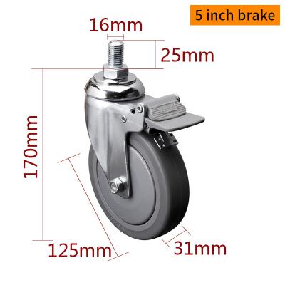 China Zinc Coating Medium Duty Caster Wheels 5 Inch Swivel Caster With Brake for sale