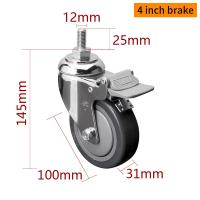 China Industrial Castor Wheel 4 Inch 130kg Chrome Coating Threaded Swivel Casters for sale