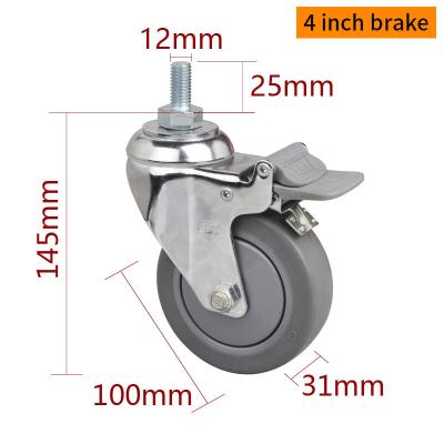 China Grey Industrial Metal Casters 100mm 4 Swivel Caster Wheels 5724S-57 for sale