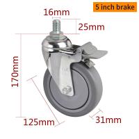 China 110kg Load Industrial Caster Wheels 125mm 5 Inch Threaded Caster Wheels for sale