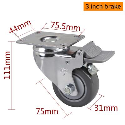 China ISO9001 Industrial Plate Mount Caster Wheels 3 inch 75mm  5723P-77 for sale