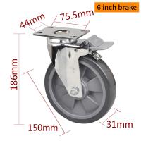 China EDL Industrial Plate Swivel Casters 150mm 6inch 130kg Load Chrome Coating for sale