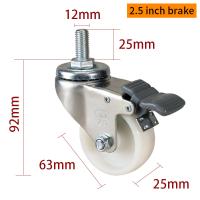 China Threaded TPA 2.5 Inch Caster Wheels Light Duty Swivel / Brake Type for sale