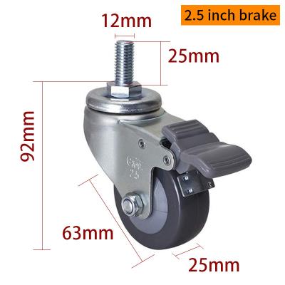 China EDL Casters  Light Duty 2.5inch 70kg Threaded TPU Caster by Swivel and Brake type for sale