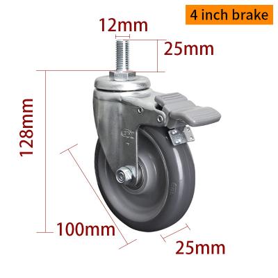 China Industrial Caster Wheels 100mm 4 Inch Swivel Casters With Brake for sale