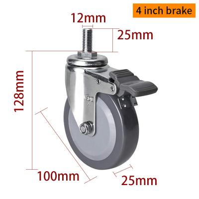 China Wear Resistant Light Duty Casters 100mm 4 Inch Metal Casters 364S-74 for sale