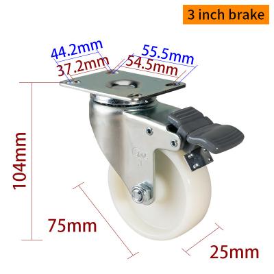 China White 75mm Trolley Wheels Light Duty 3 Inch Plate Casters 363P-23 for sale