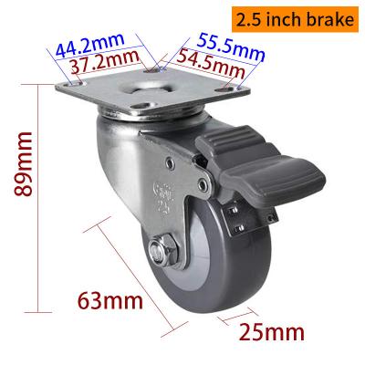 China EDL Light Duty 2.5inch 70kg Plate TPU Caster by Rigid, Swivel and Brake type for sale