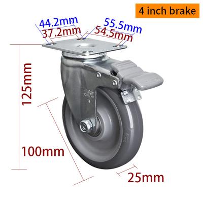 China Zinc Coating Light Duty Casters Grey 4 Inch Chair Casters 364P-76 for sale