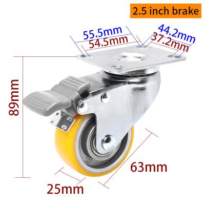 China EDL Light Duty 2.5inch 80kg Aluminum Plate Caster by Rigid, Swivel and Brake type for sale