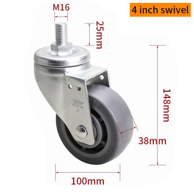 China EDL Medium Duty TPE Caster 4inch 200kg Threaded by Swivel and Brake type 664S-56 for sale