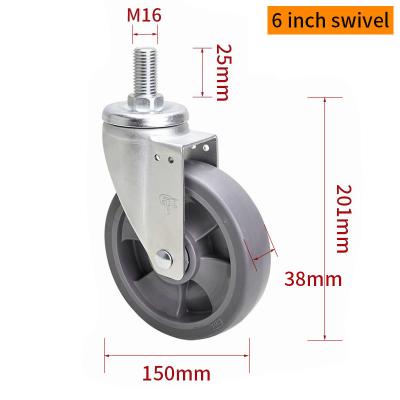 China EDL Medium Duty TPE Caster 6inch 200kg Threaded by Swivel and Brake type 666S-56 for sale