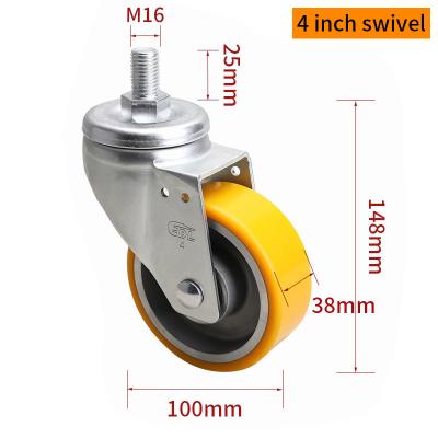 China EDL Medium Duty Aluminum Caster 4inch 300kg Threaded by Swivel and Brake type 664S-86A for sale