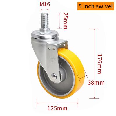 China EDL Medium Duty Aluminum Caster 5inch 300kg Threaded by Swivel and Brake type 665S-86A for sale